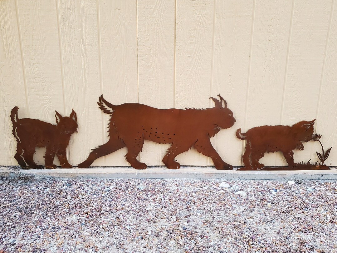 Iron Bobcat Family Metal Wall Art | Rustic Cabin Decor - Etsy