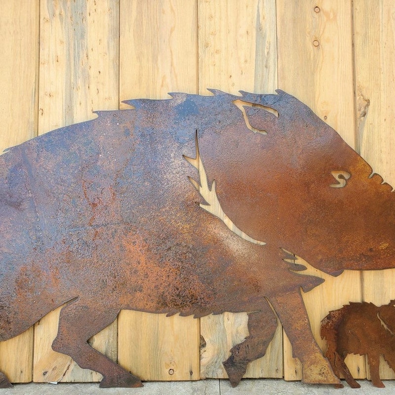 Vintage Large Wood Pig - Etsy