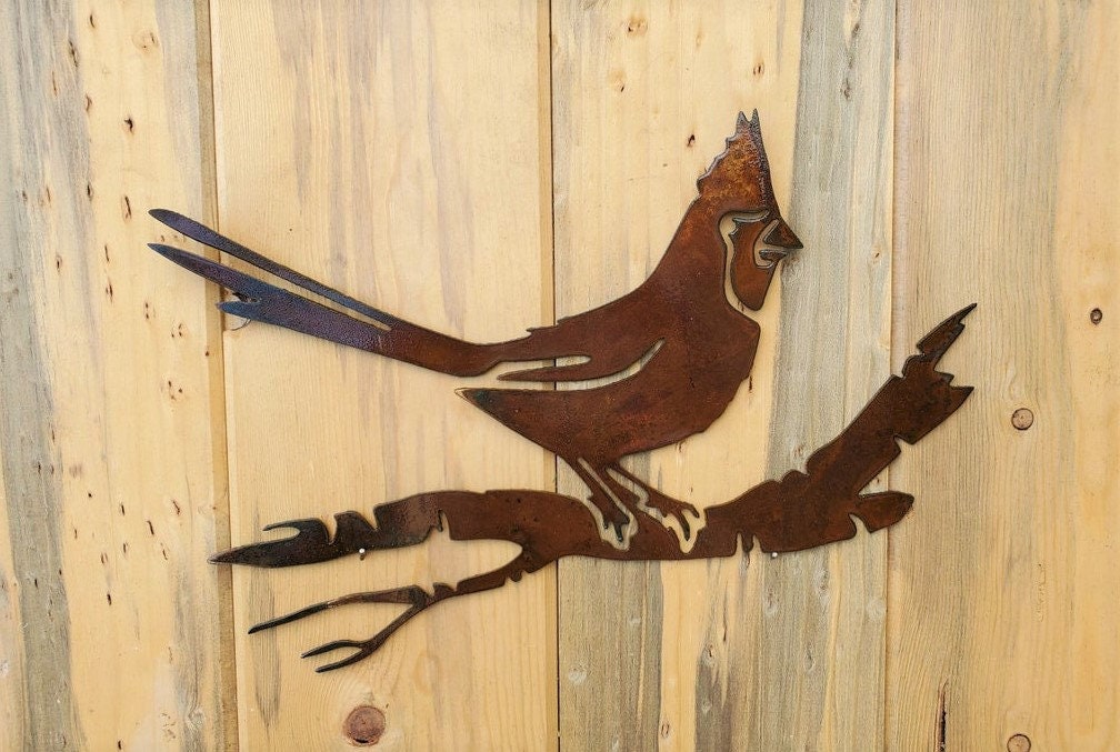 Iron Cardinal Metal Wall & Yard Art Flat Mounted Bird | Etsy