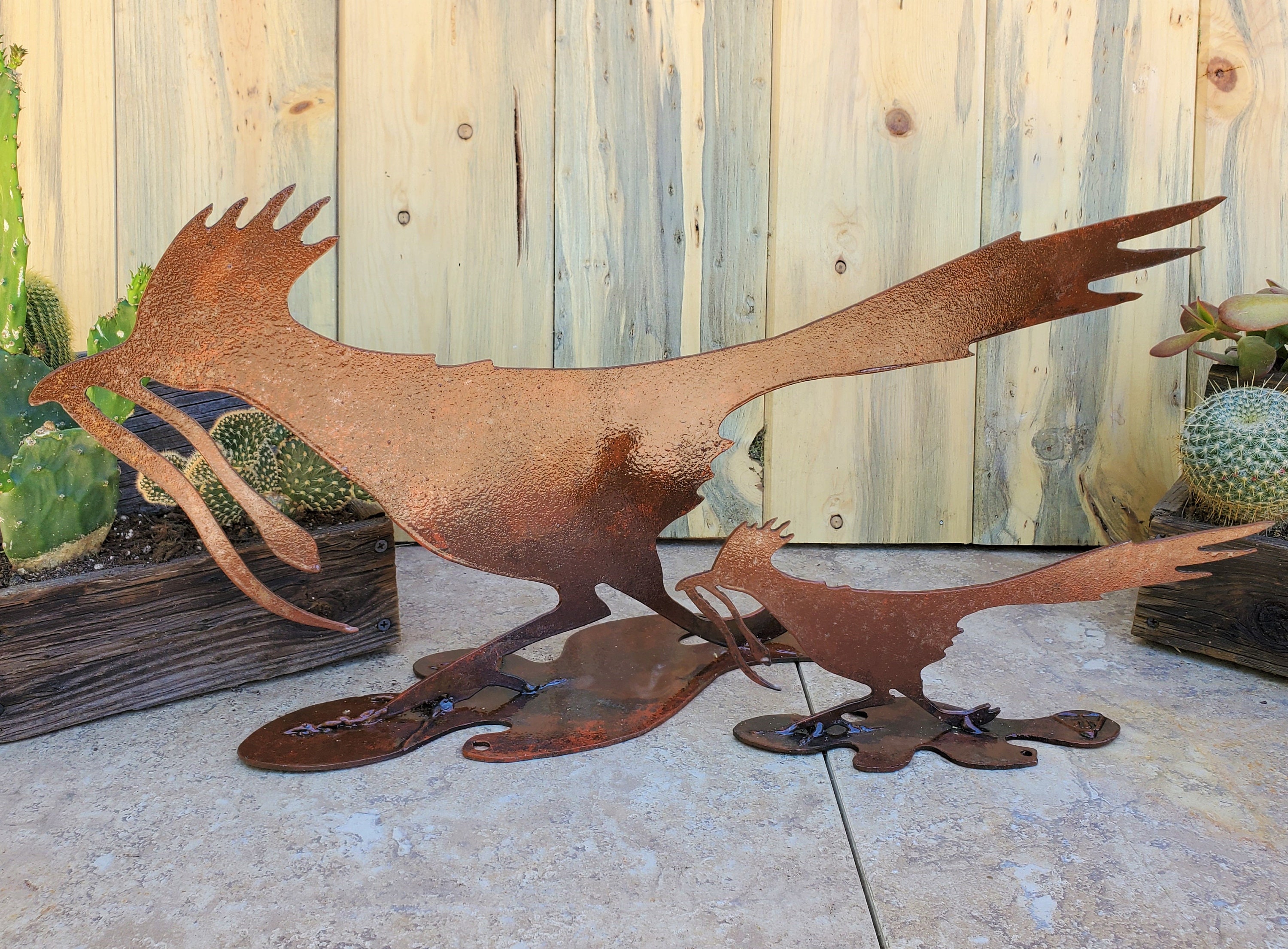 Iron Roadrunner on Base | Metal Art ~ 13" X 5" Rusted Southwest Sonoran ...