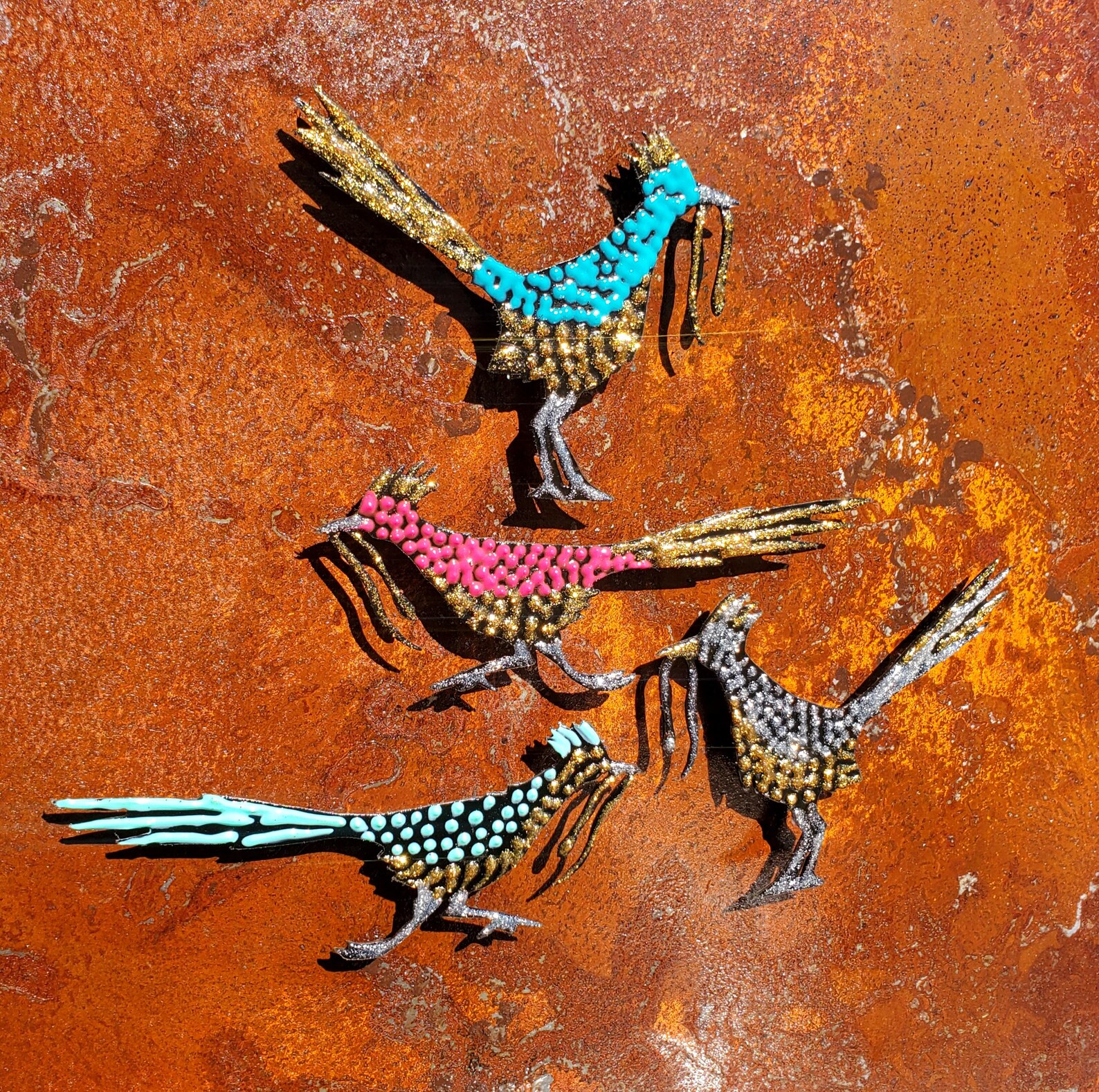 Hand Painted Steel Desert Life Magnets | Quail Cactus Roadrunner Gila ...