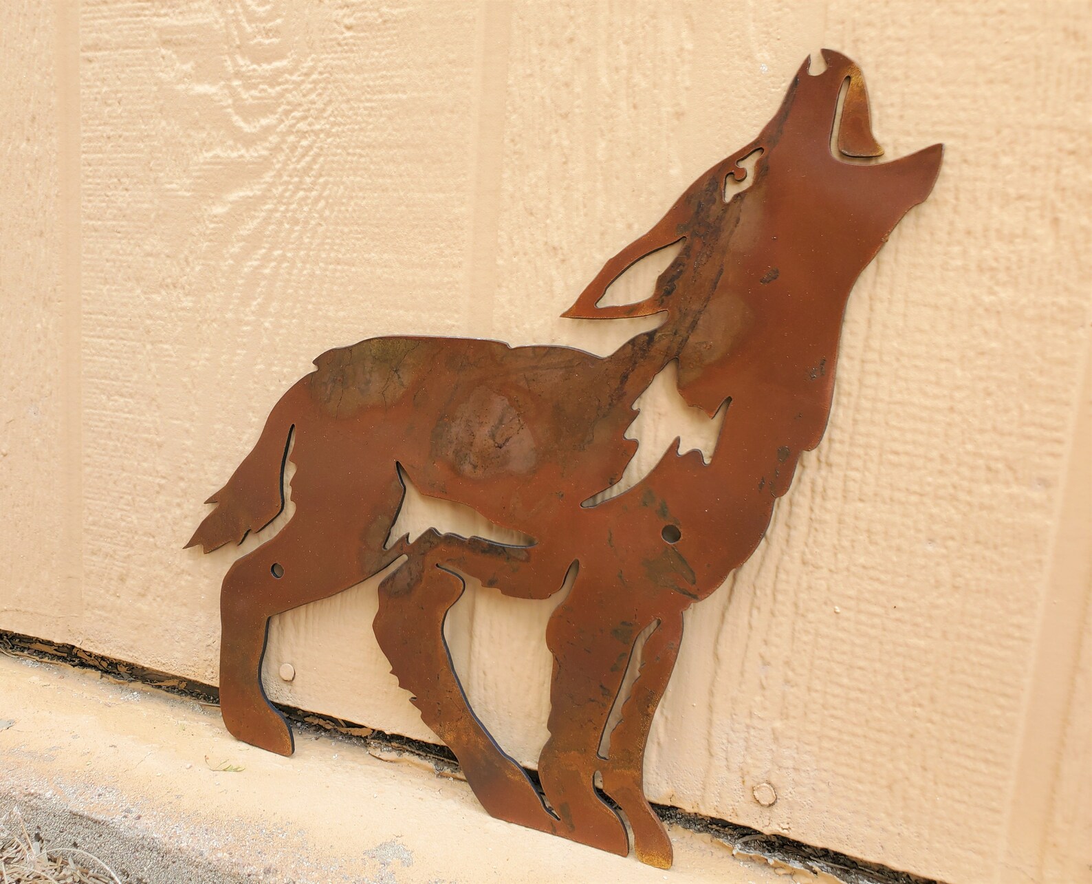 Iron Coyote With Cubs Metal Wall Art Mounted Rusted - Etsy