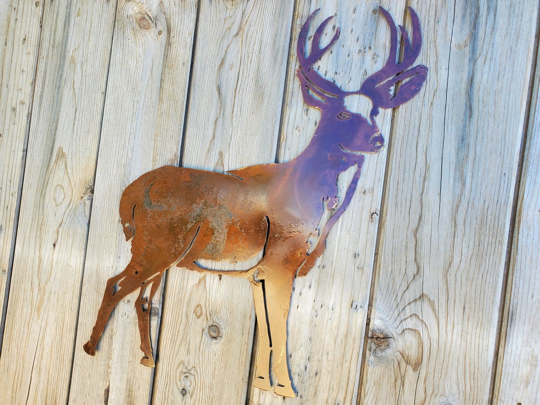 Iron Deer Buck | Metal Wall Art ~ Rusted Metal Yard Art Decor Rustic ...