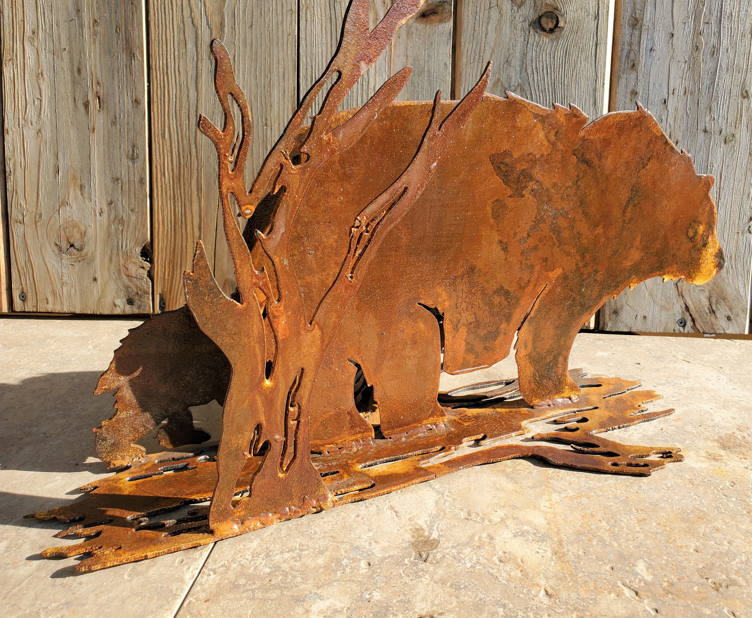 Iron Bear With Cubs Metal Yard Art Cabin Hunting Lodge | Etsy