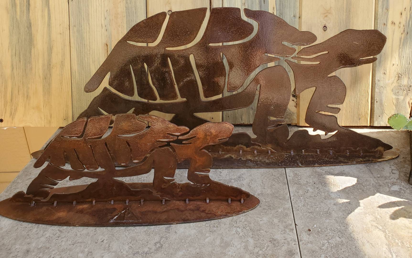Iron Desert Tortoise on Base Metal Yard Art Rusted | Etsy