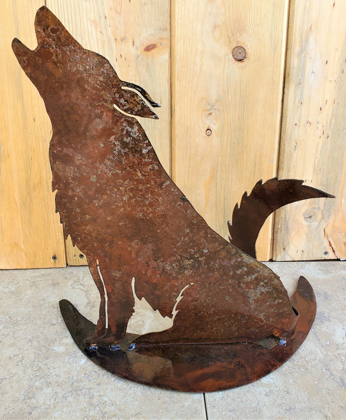 Iron Coyote on Moon Base Metal Art Rusted Southwest - Etsy