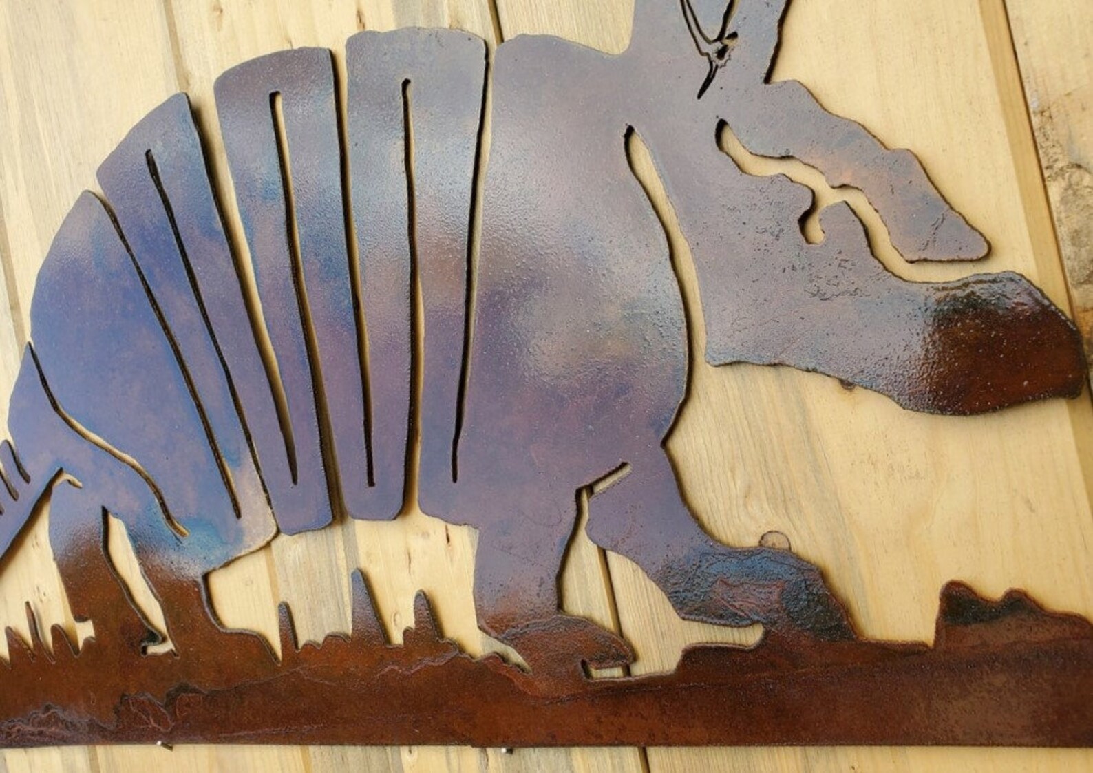 Iron Armadillo | Metal Wall Art ~ Flat Mounted Southwest Sonoran Desert ...