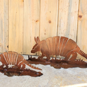 Iron Armadillo on Base | Metal Yard Art ~ Texas Southwest Sonoran ...