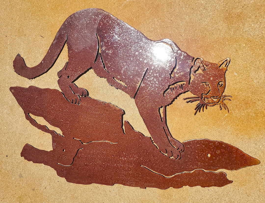 Iron Mountain Lion Wall Art | Rustic Cabin Decor - Etsy