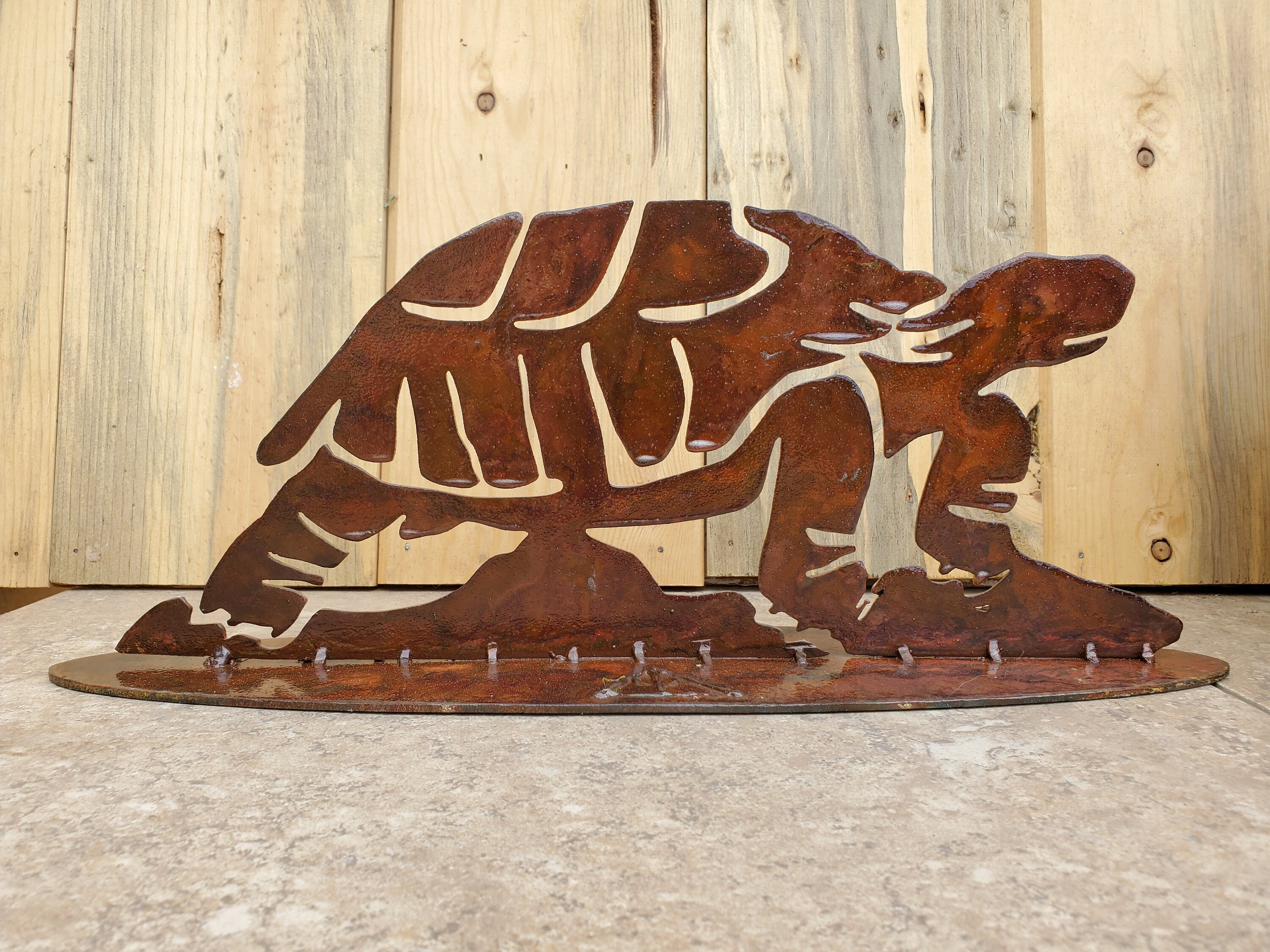 Iron Desert Tortoise on Base Metal Yard Art Rusted | Etsy