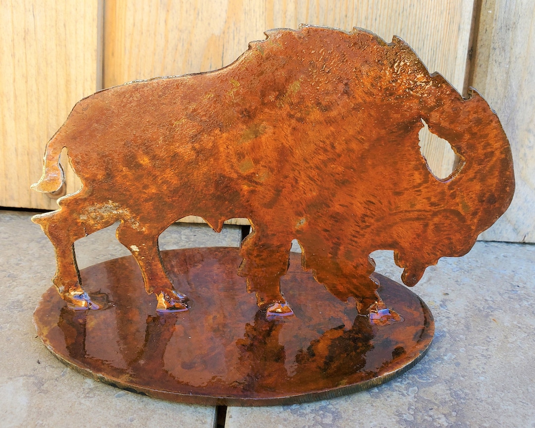 Iron American Bison on Base | Metal Art ~ Buffalo Great Plains Metal ...