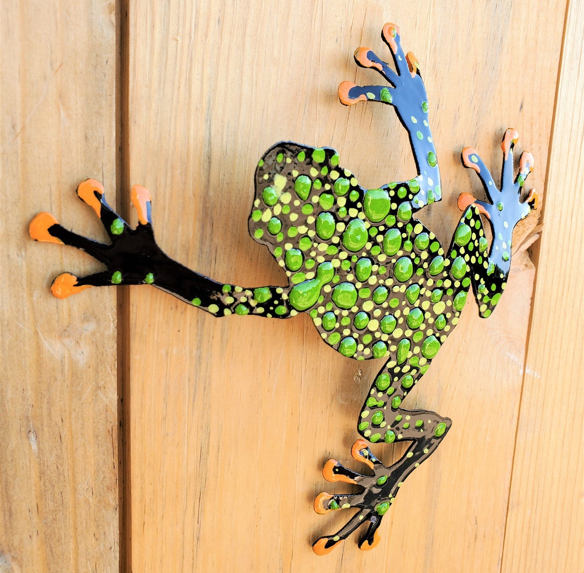Hand Painted Iron Frog | Metal Yard and Garden Art ~ Wall Mounted ...