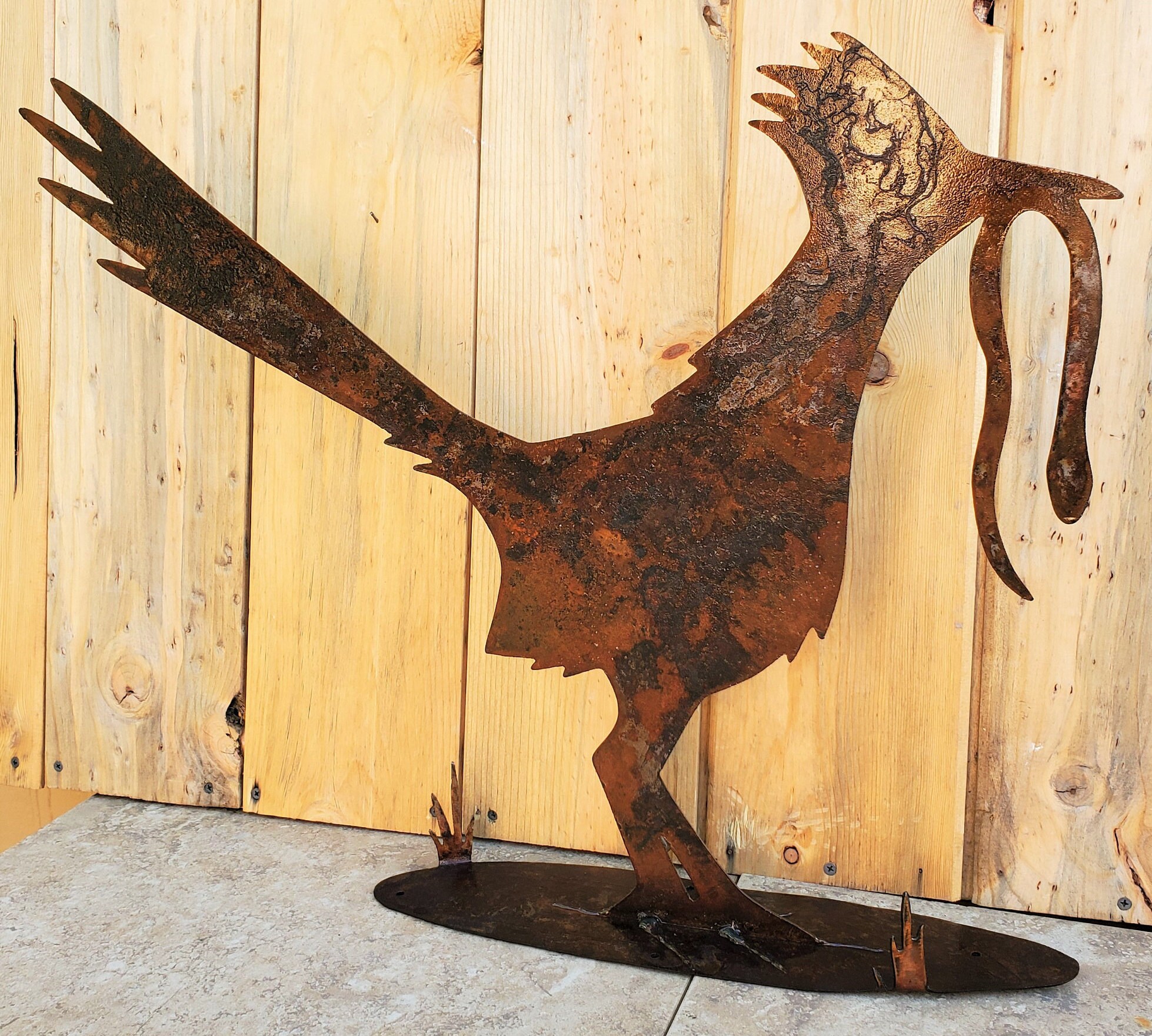 Rusted Metal Roadrunner Sculpture | Southwest Desert Decor, 20" - Etsy