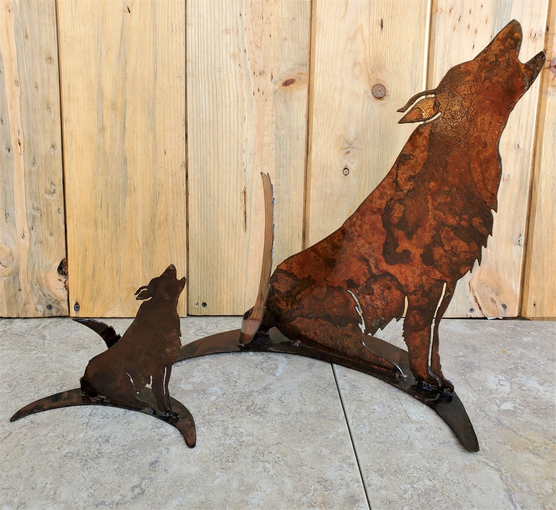 Iron Coyote on Moon Base | Metal Art ~ Rusted Southwest Sonoran Desert ...