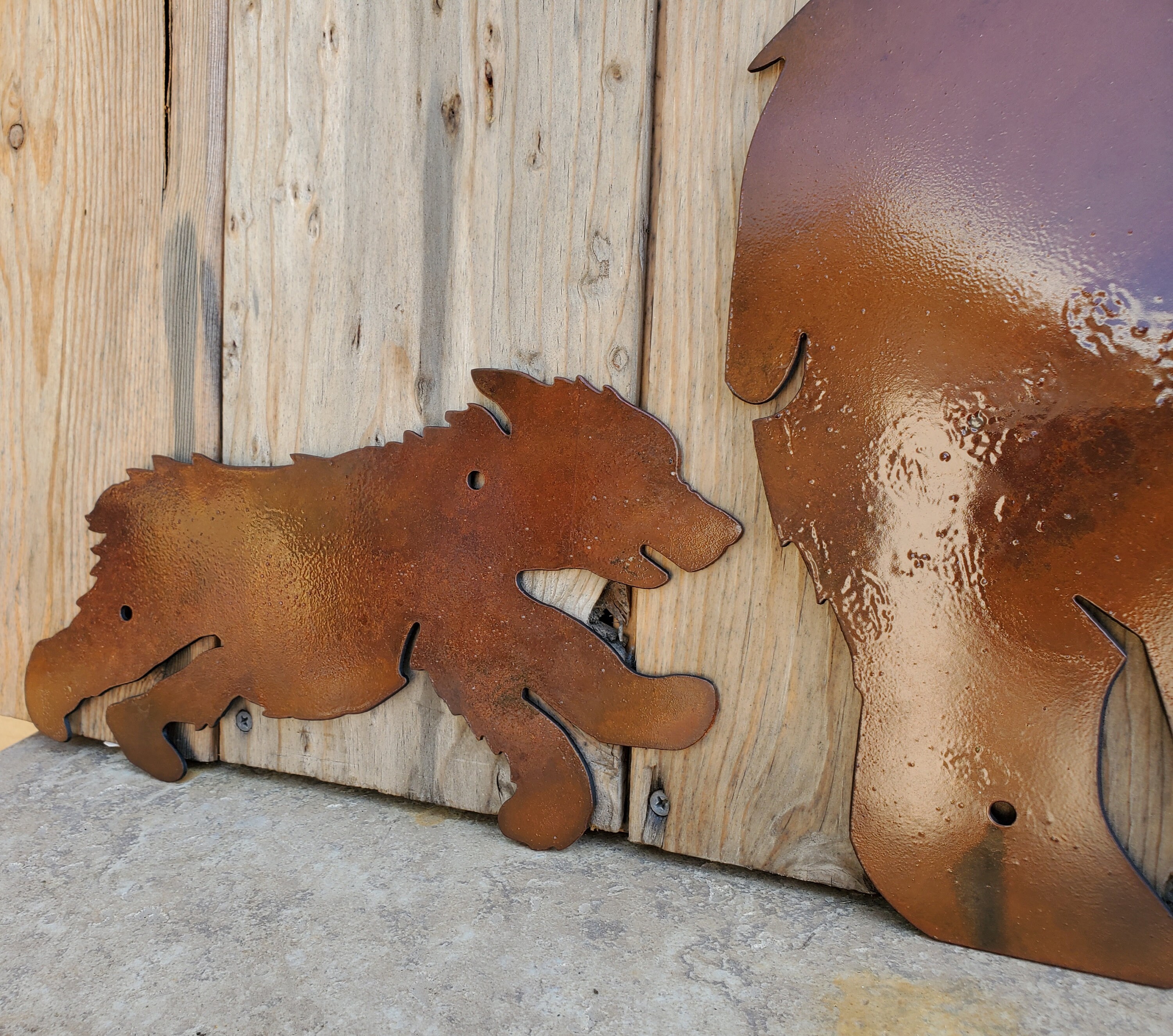 Iron Bear With Cubs Metal Wall Art Cabin Hunting Lodge | Etsy