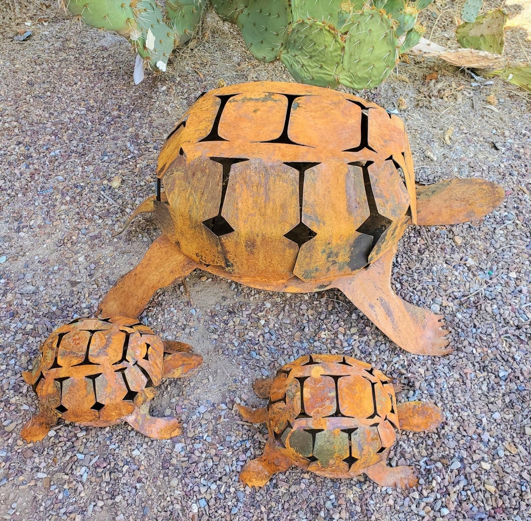 Iron Desert Tortoise | Metal Yard Art ~ Garden Gnome Southwest Sonoran ...