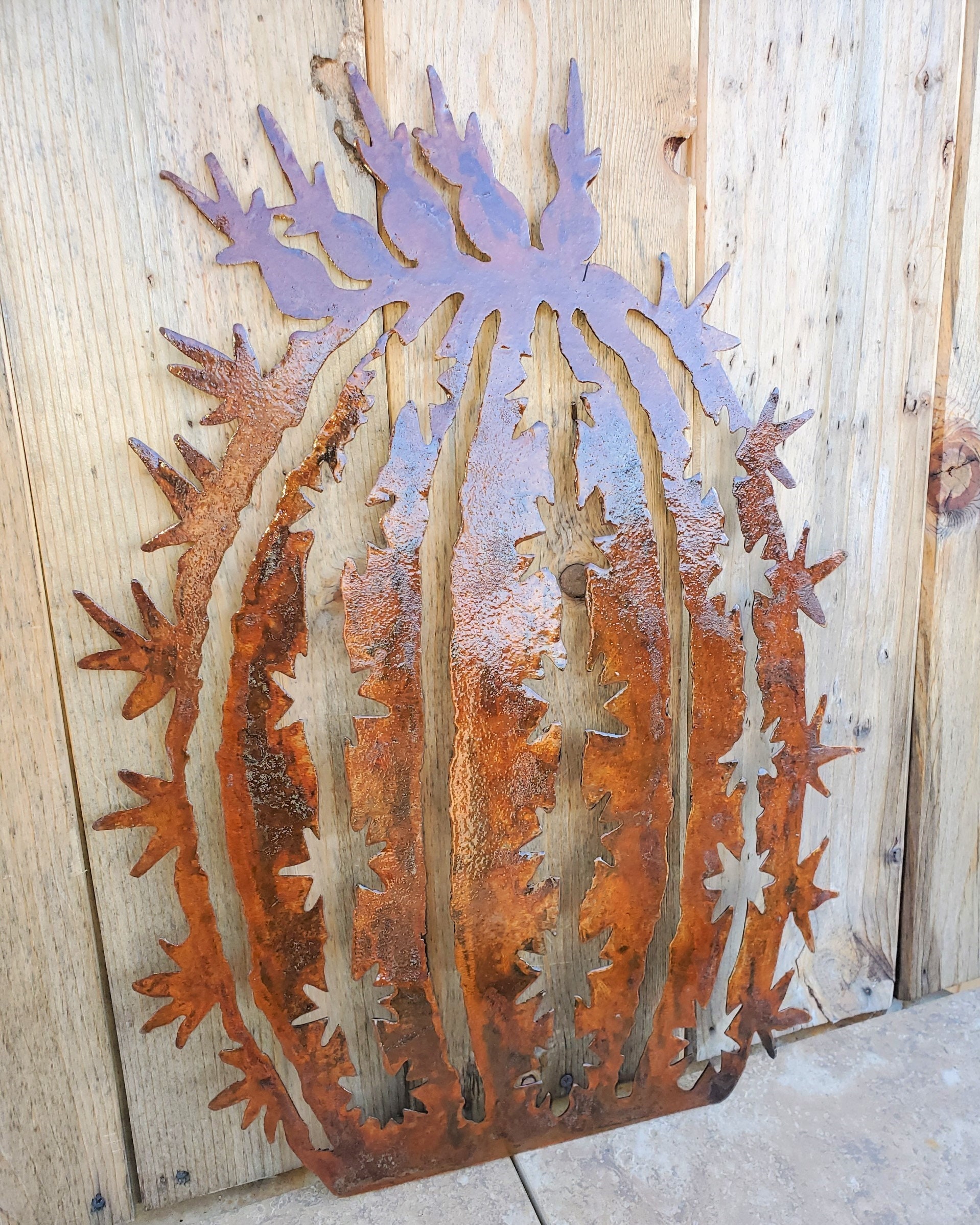 Iron Barrel Cactus Metal Wall Art Flat Sonoran Desert - Etsy