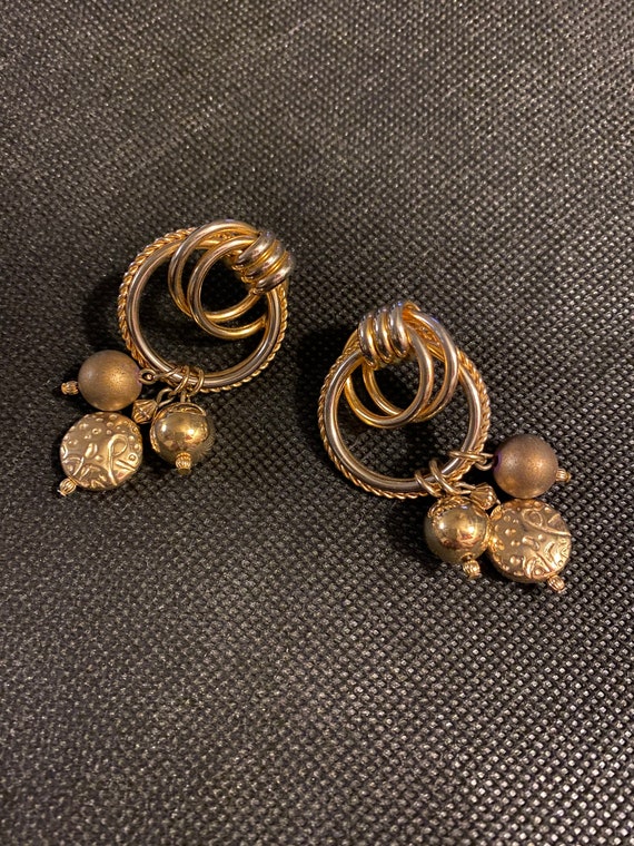 1990s Gold Plated Intertwined Loops With Beads - Etsy
