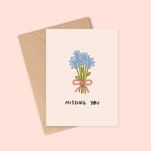 Floral Missing You Card A6 340gsm Card Stock With C6 Brown Kraft or ...
