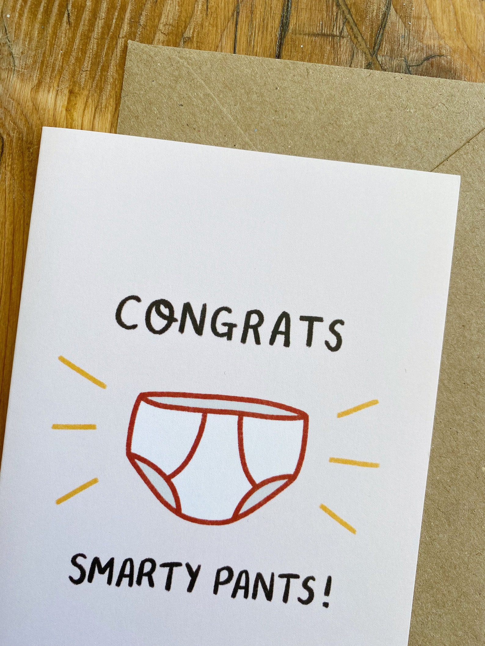 Congrats Smarty Pants Card A6 340gsm Card Stock With C6 Brown Kraft or ...