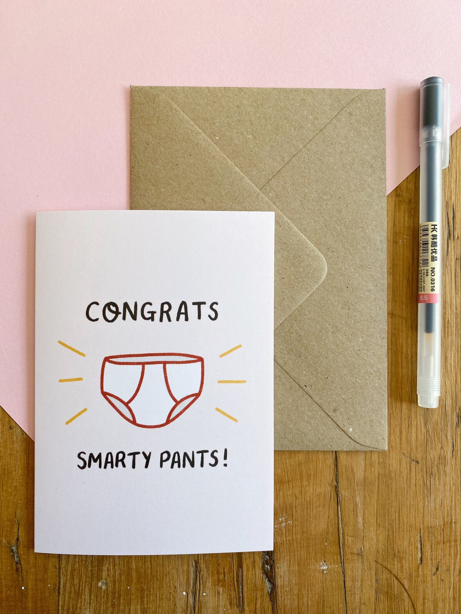 Congrats Smarty Pants Card A6 340gsm Card Stock With C6 Brown Kraft or ...