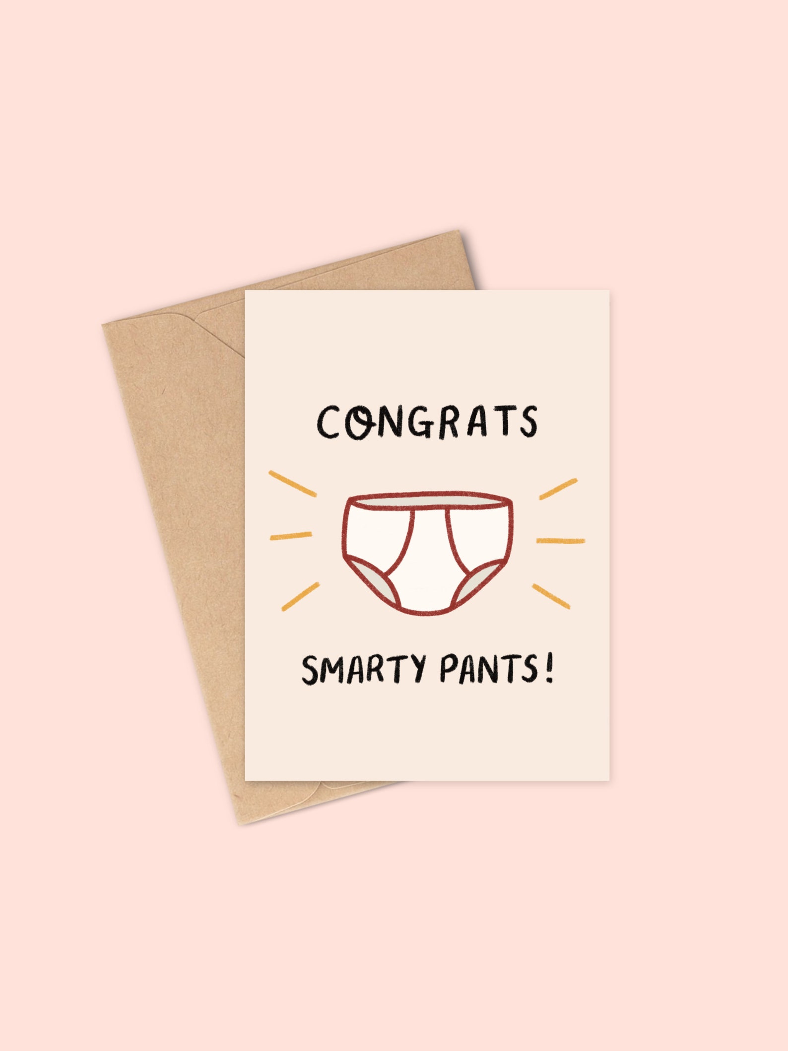 Congrats Smarty Pants Card A6 340gsm Card Stock With C6 Brown Kraft or ...