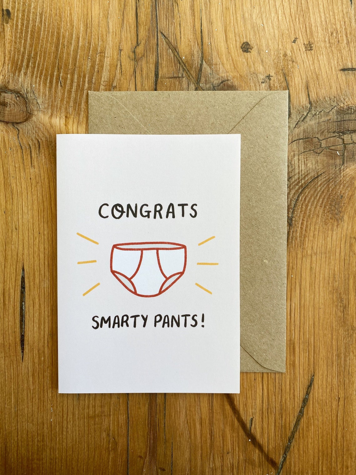 Congrats Smarty Pants Card A6 340gsm Card Stock With C6 Brown Kraft or ...
