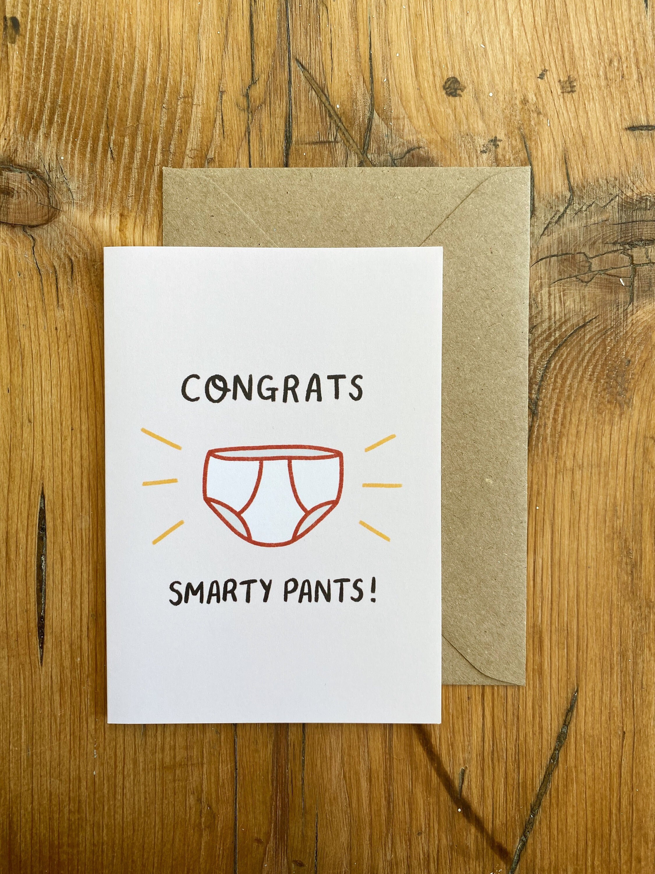 Congrats Smarty Pants Card A6 340gsm Card Stock With C6 Brown Kraft or ...