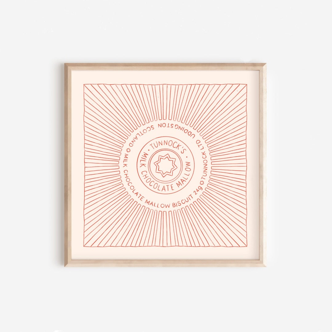 Tunnocks Tea Cake Wrapper Illustrated Print | 210mm Square Print ...