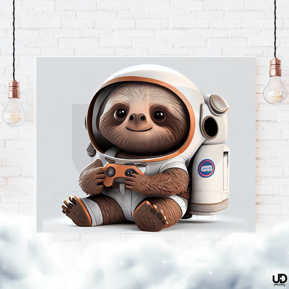 Astronaut Sloth Poster