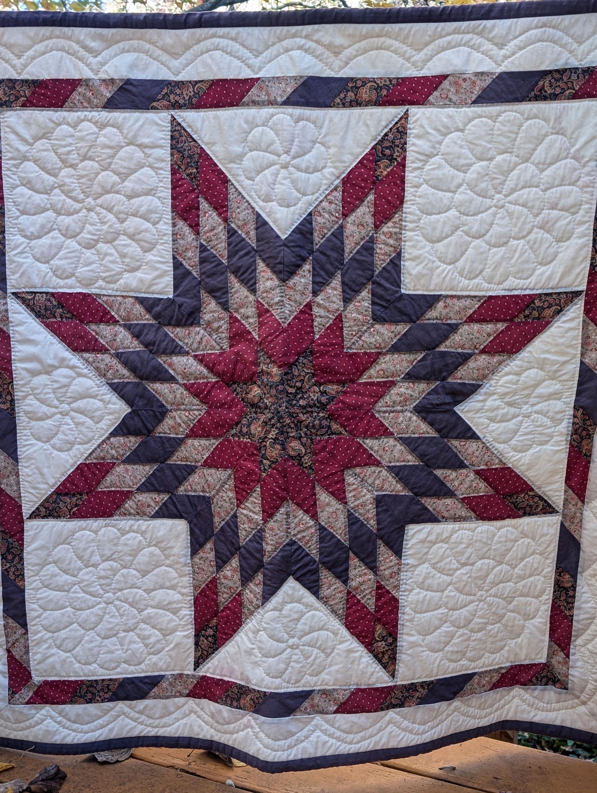Vintage 1990s Handmade 43 X 43-inch Lone Star Pattern Lap Quilt, Wall ...
