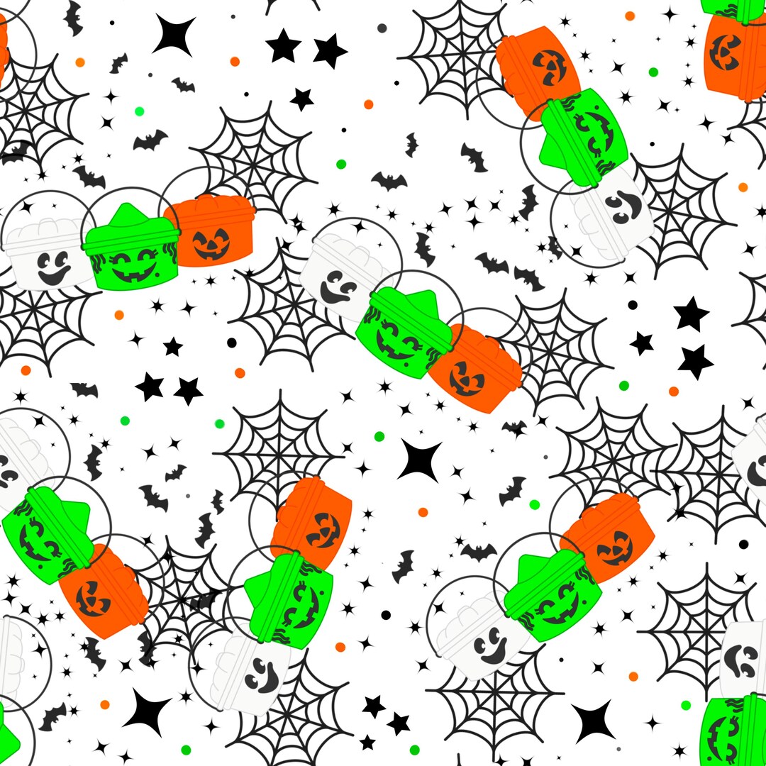 Mcdonalds Halloween Buckets, Seamless Pattern, Libby Glass Wrap, Bucket ...