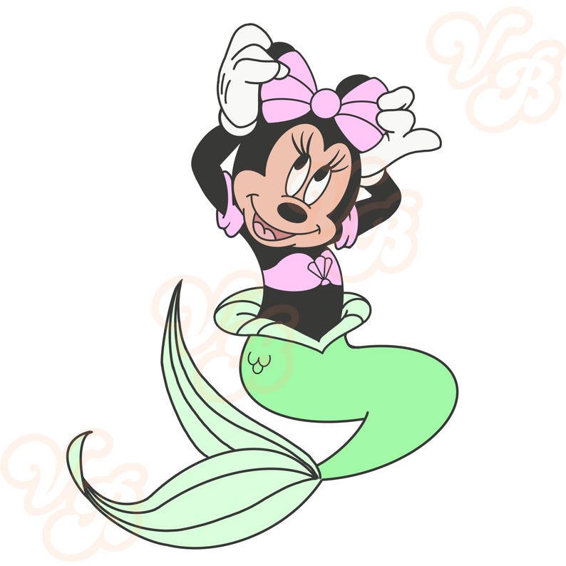 Minnie Mouse Mermaid Pink PNG, Sublimation, Disney, Summer, Shell, Pink ...