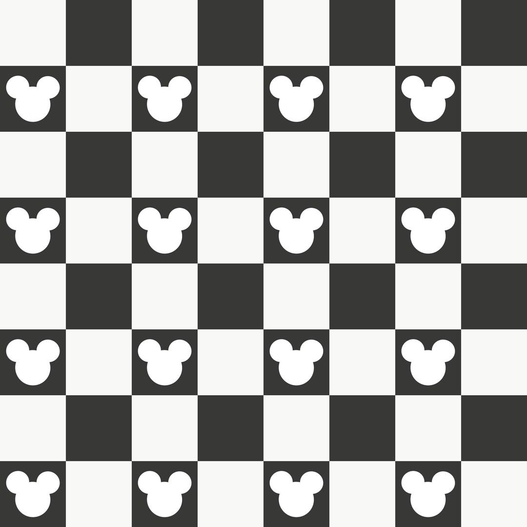 Black & White Checkered Mickey Seamless Pattern, PNG, Repeating Pattern ...