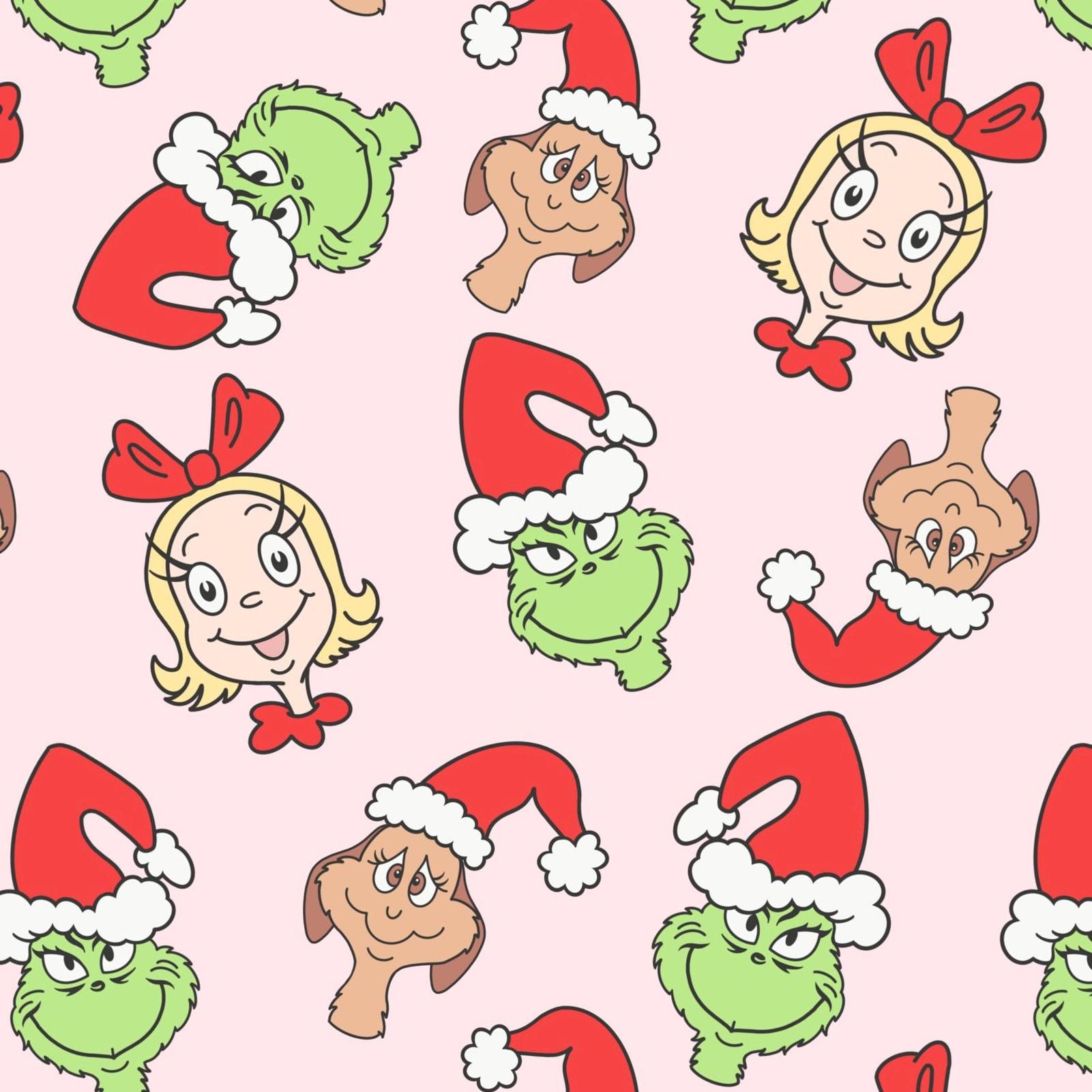 Grinch Seamless Pattern, PNG, Repeating Pattern, Pink, Christmas, Cindy, Christmas Tree, Cindy ...