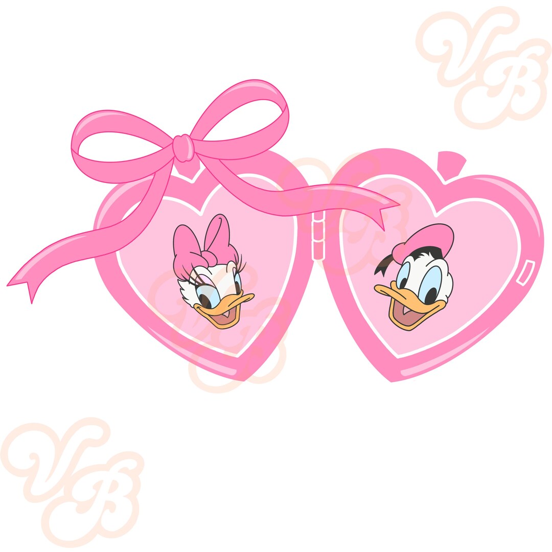 Heart Locket, Bow, Donald Daisy Duck, Mickey Minnie Mouse, Sunnies Pink ...