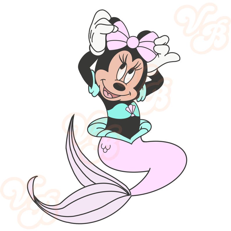 Minnie Mouse Mermaid Pink PNG, Sublimation, Disney, Summer, Shell, Pink ...