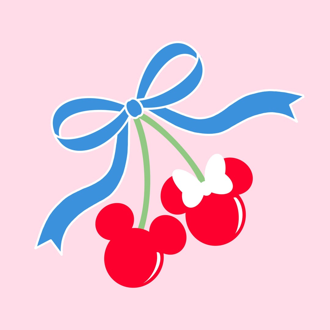 Disney Cherry Pink PNG, Bow, Minnie Mouse, Mickey Mouse, Cherries ...