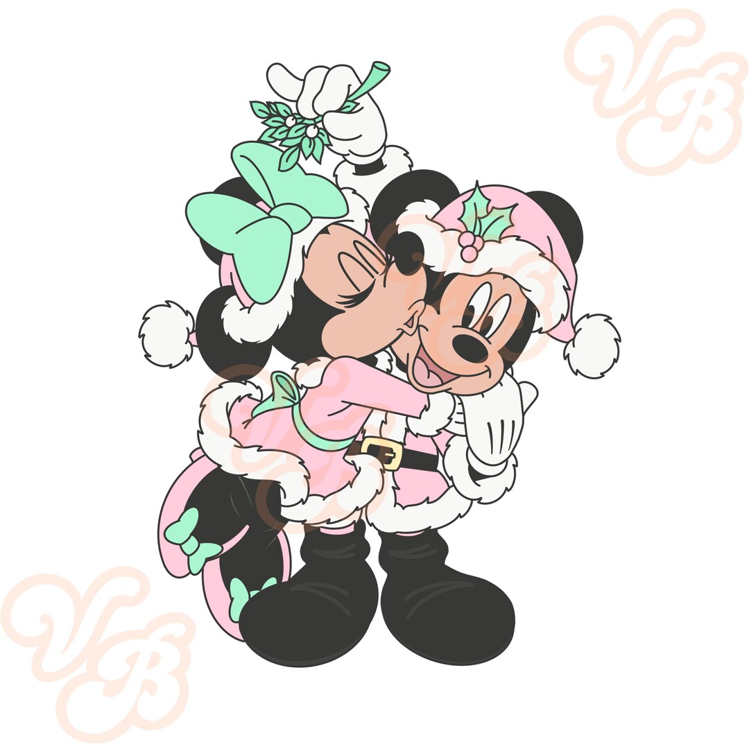 Kiss Me Under the Mistletoe, Minnie and Mickey PNG, Sublimation ...
