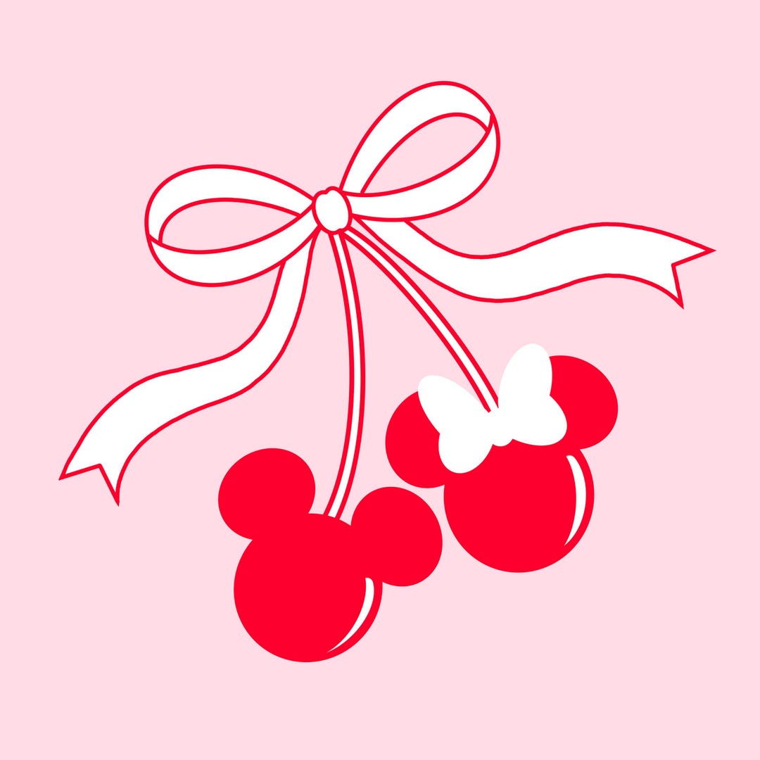 Disney Cherry Pink PNG, Bow, Minnie Mouse, Mickey Mouse, Cherries ...