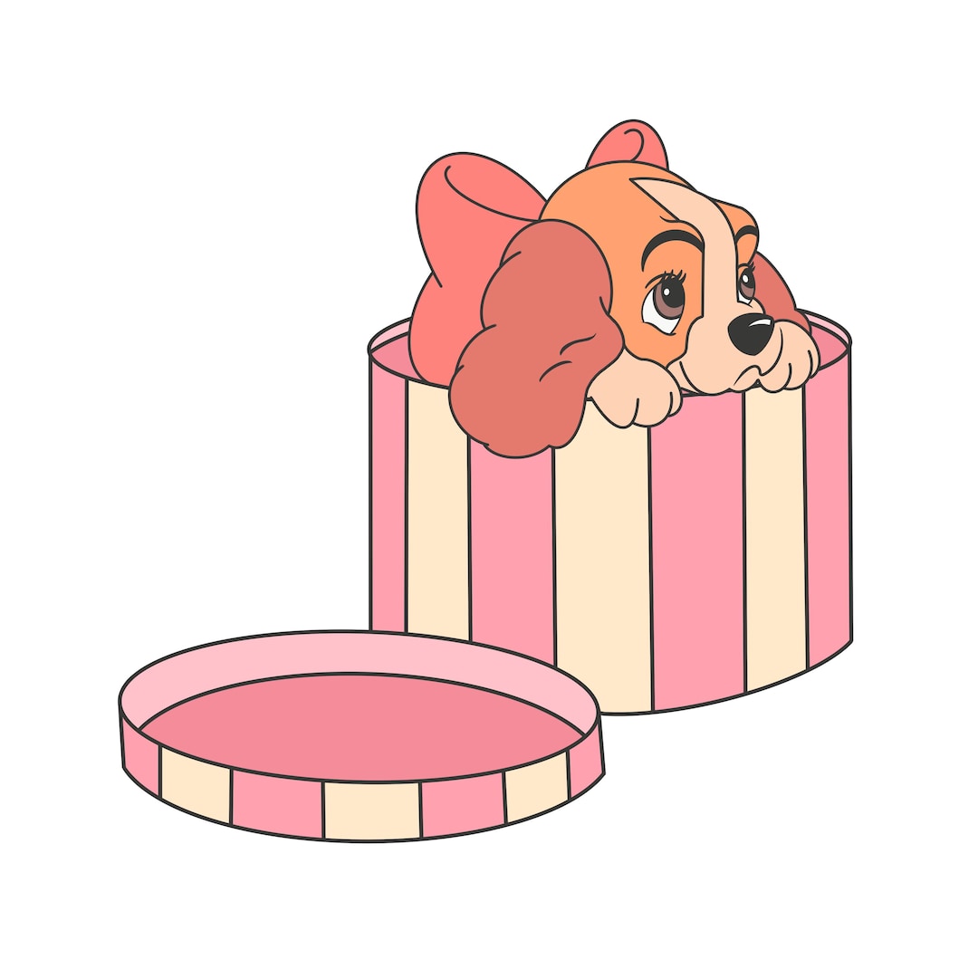 Lady and the Tramp, Christmas, Gift, Present, Box, PNG, Sublimation ...