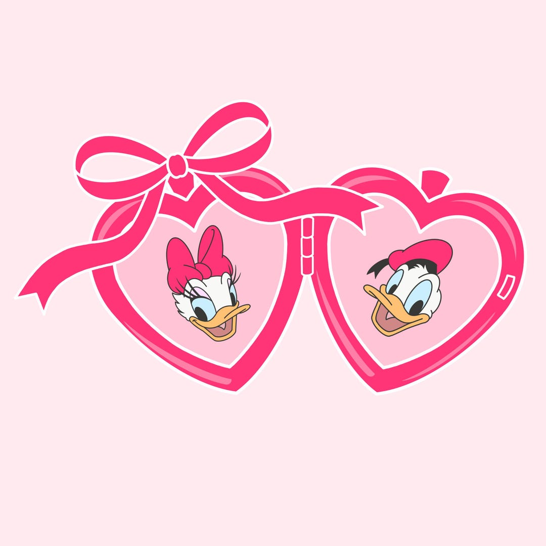 Heart Locket, Bow, Donald Daisy Duck, Mickey Minnie Mouse, Sunnies Pink ...