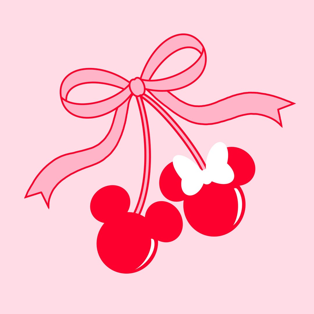 Disney Cherry Pink PNG, Bow, Minnie Mouse, Mickey Mouse, Cherries ...