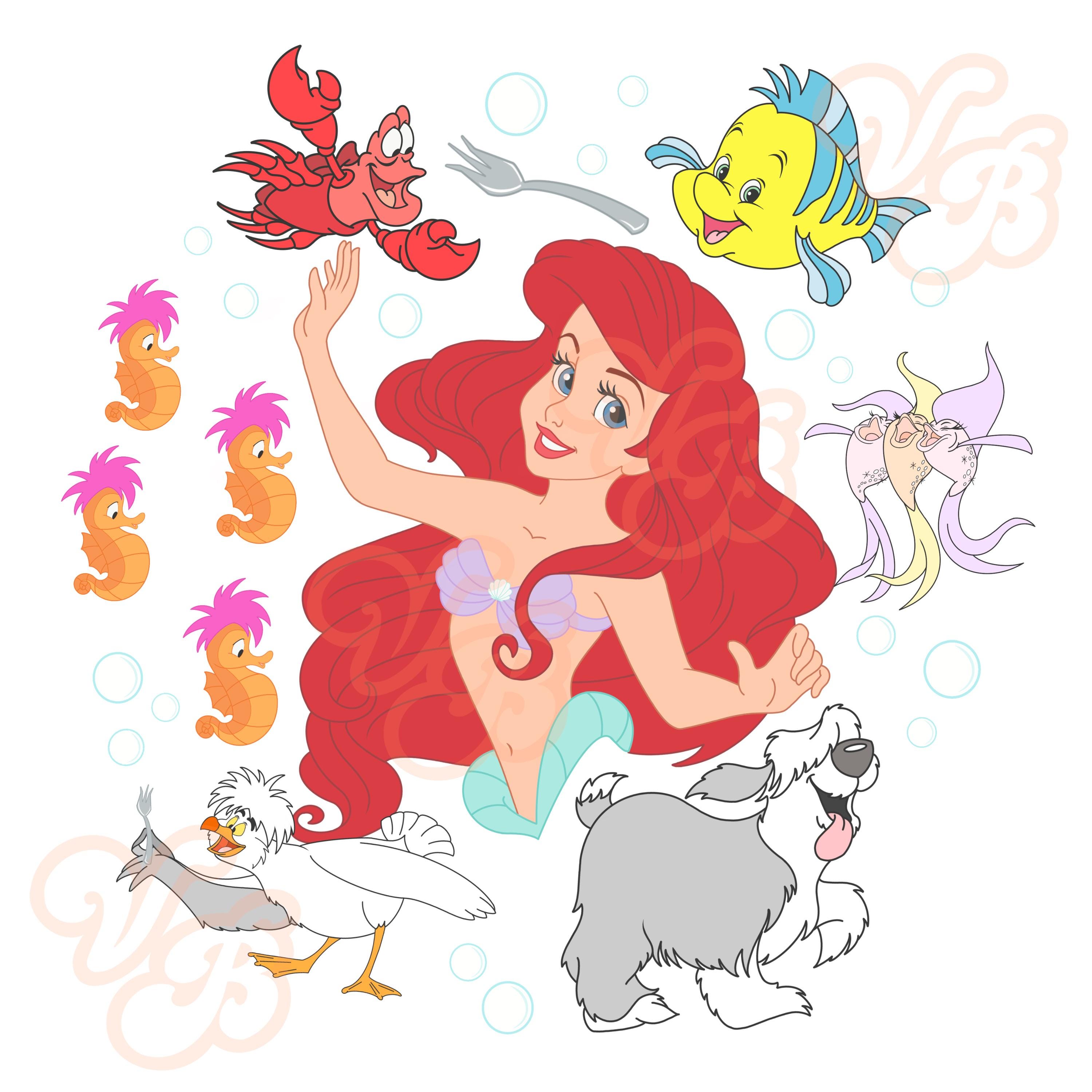 Little Mermaid, Shell, Png,sublimation, Disney,little Mermaid, Blue ...