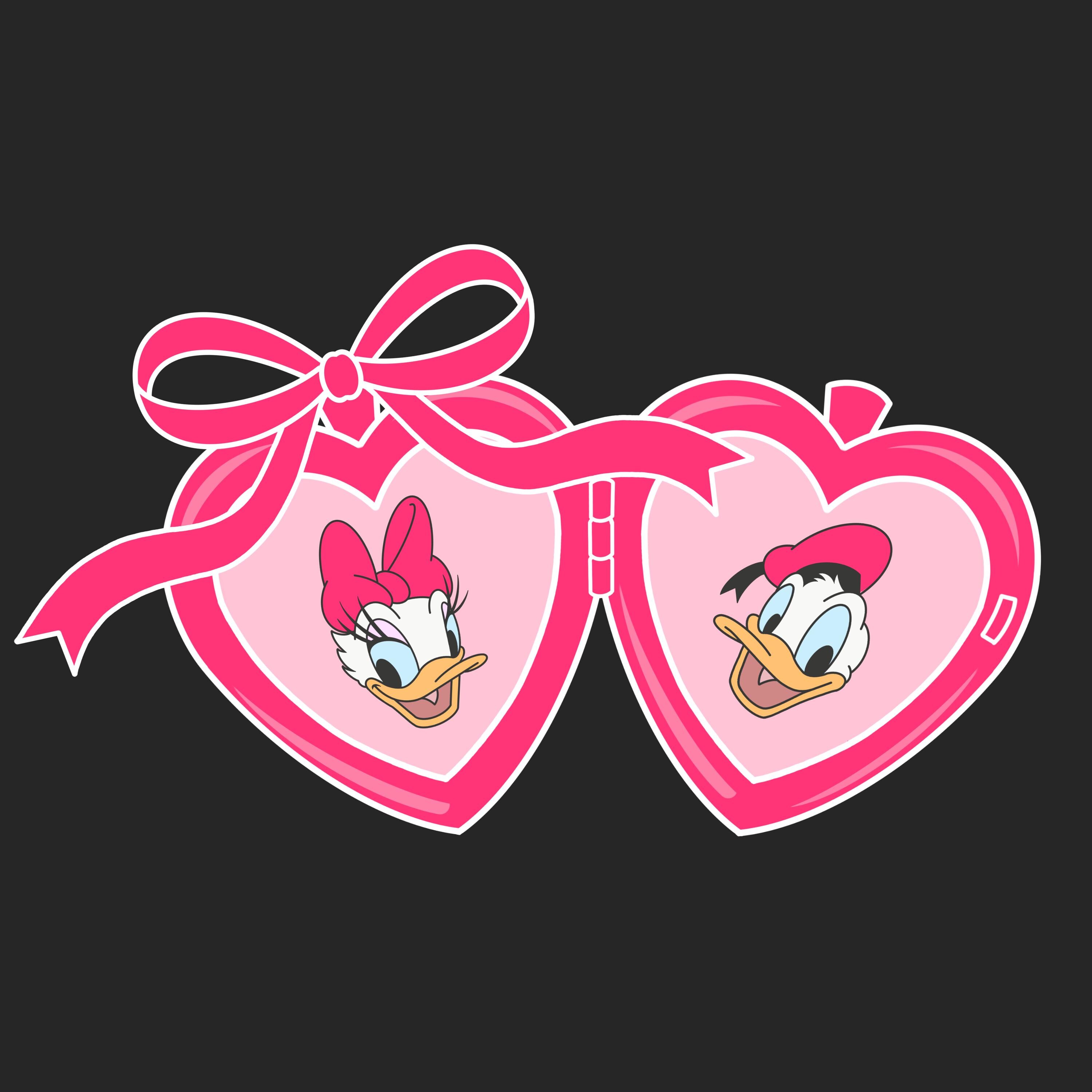 Heart Locket, Bow, Donald Daisy Duck, Mickey Minnie Mouse, Sunnies Pink ...
