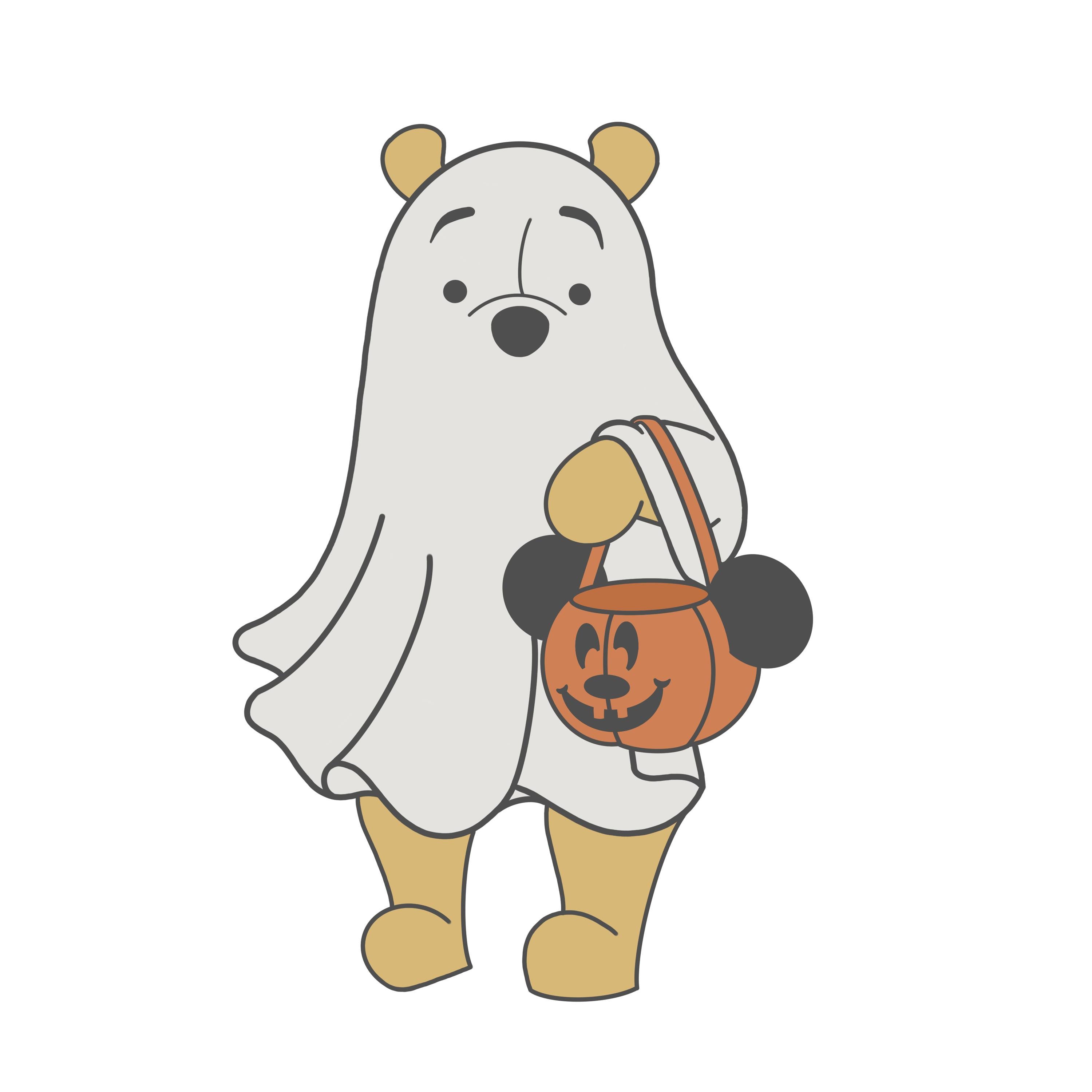 Ghost Winnie the Pooh PNG, Sublimation, Minnie Mouse, Disney, Mickey ...