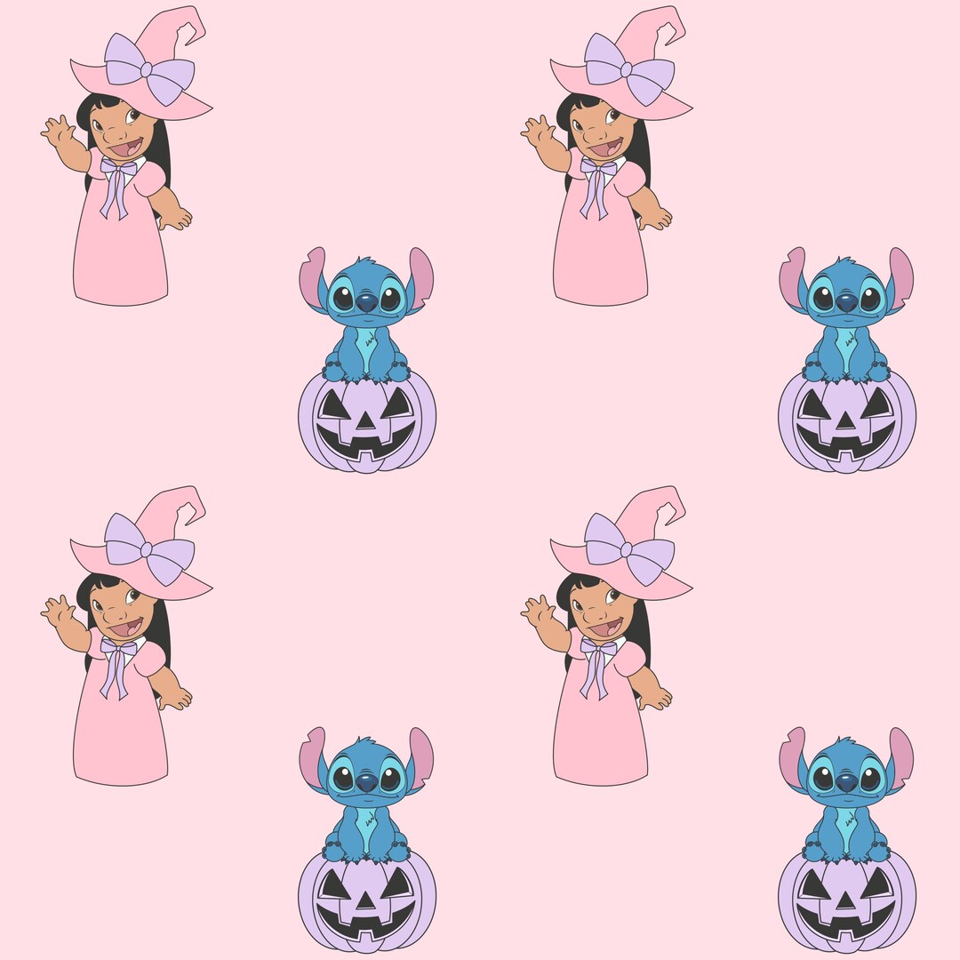 LILO and Stitch Seamless Pattern, Repeating, Halloween, Spooky, Witch ...