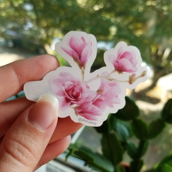 Magnolia / Glossy Vinyl Sticker / Original Botanical Flower | Etsy