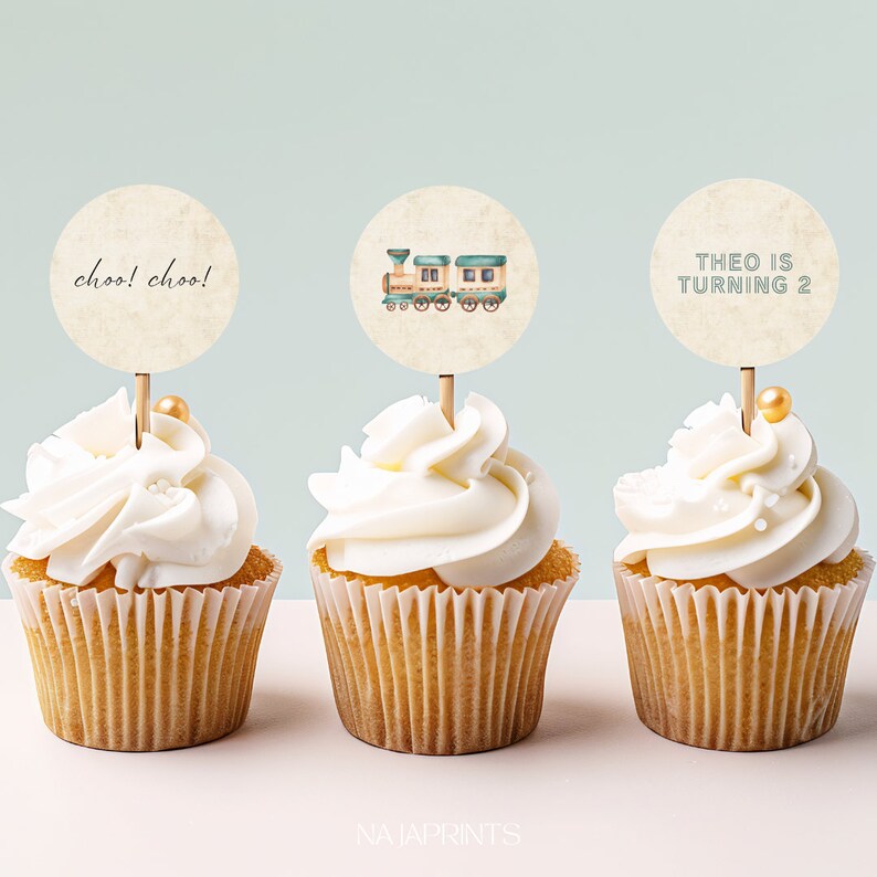 Personalized "choo! Choo! I'm Turning 2" 2nd Birthday Party Cupcake ...