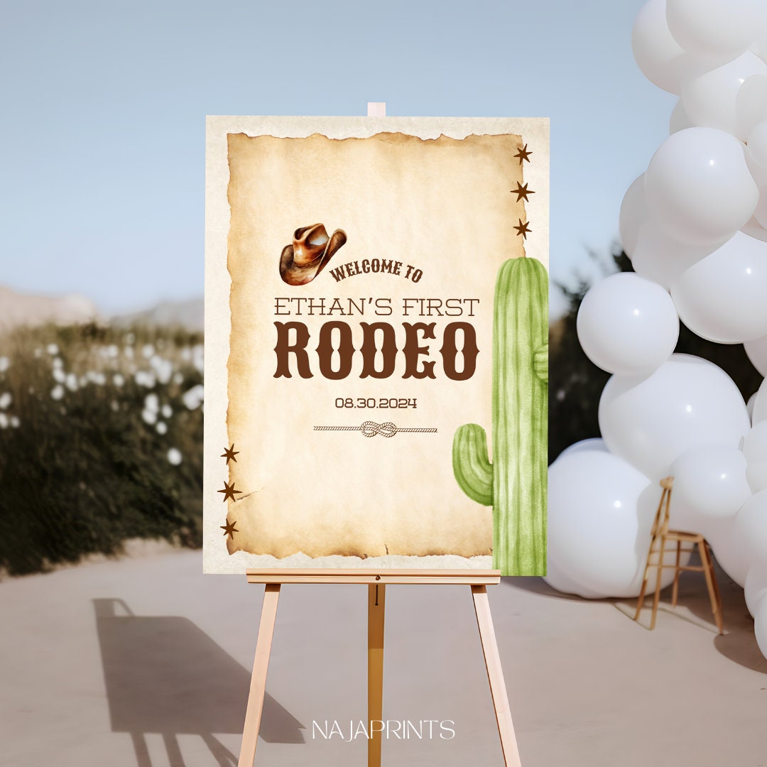 Personalized "first Rodeo" Welcome Sign for Boy's 1st Birthday Party ...